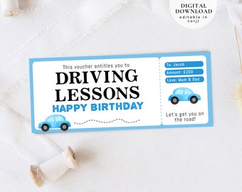 Driving Lesson Gift Voucher Template. Driving Lessons Gift Card ...