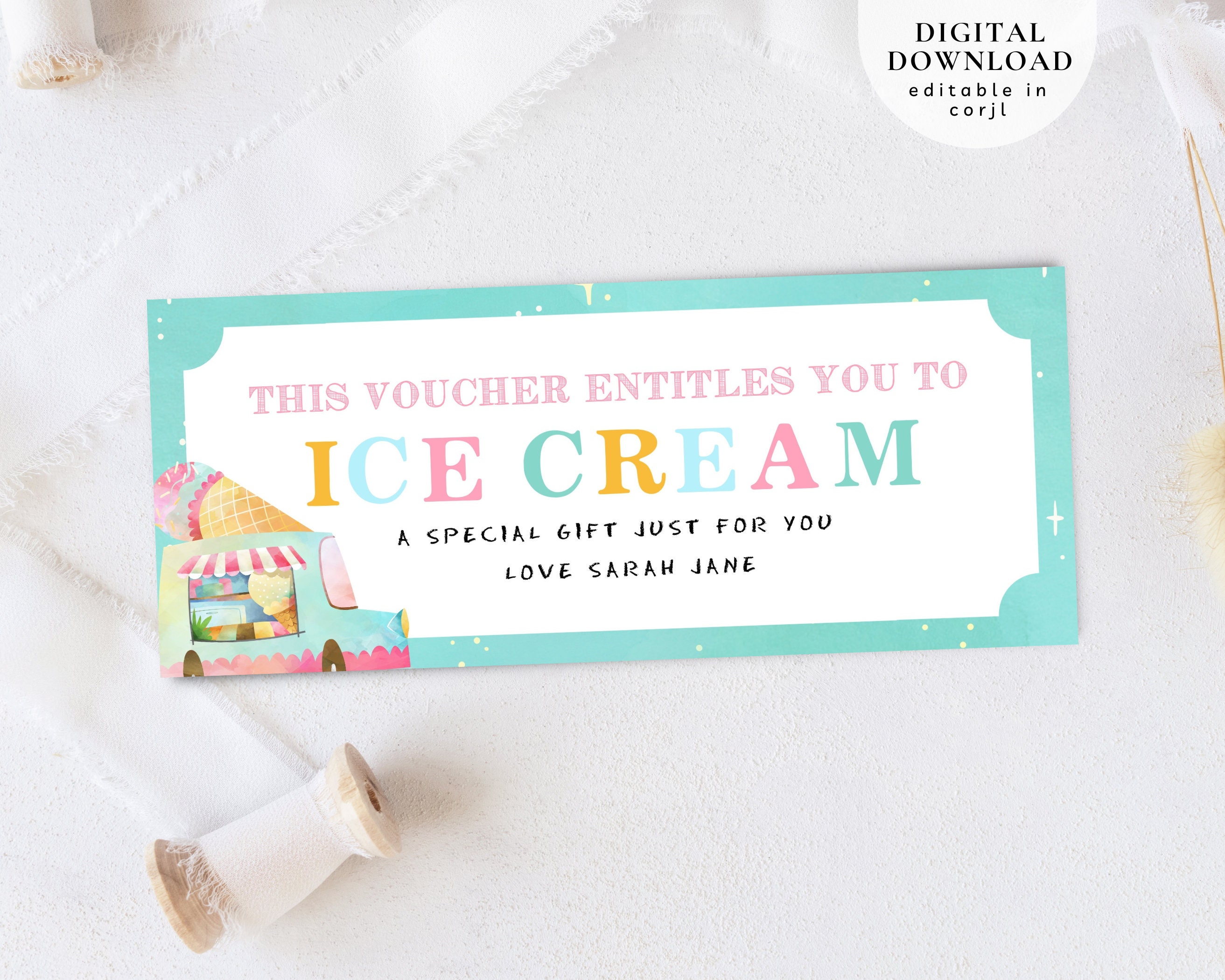 Ice Cream Voucher, Dessert Tokens, Wedding Food Voucher, Birthday Party ...