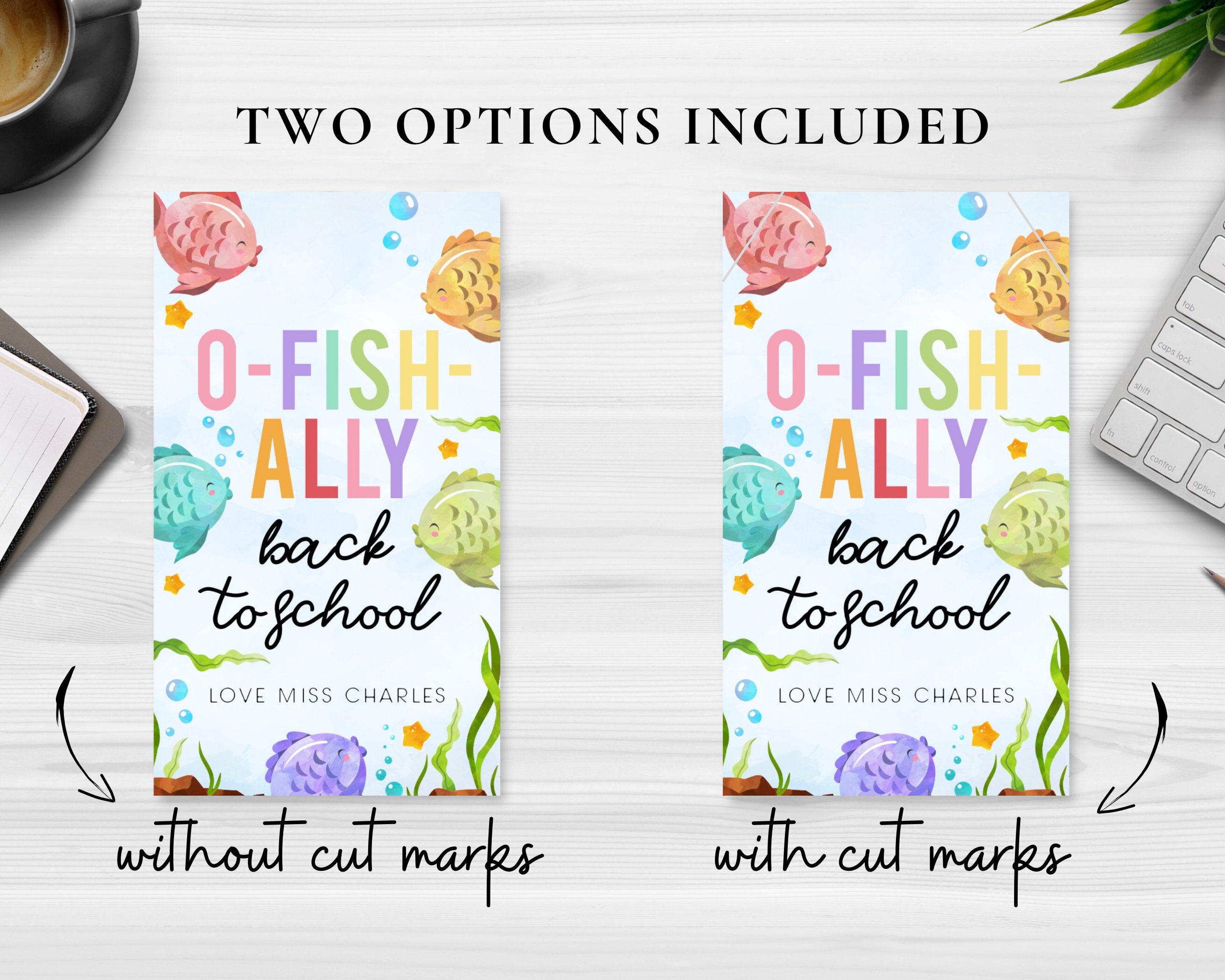 Editable Back to School Gift Tag, Rainbow School Tag, O-fish-ally Back ...