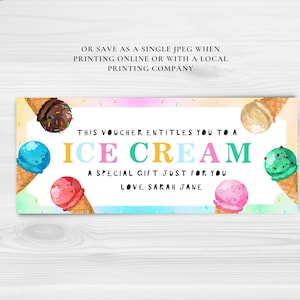 Ice Cream Voucher, Dessert Tokens, Wedding Food Voucher, Birthday Party ...