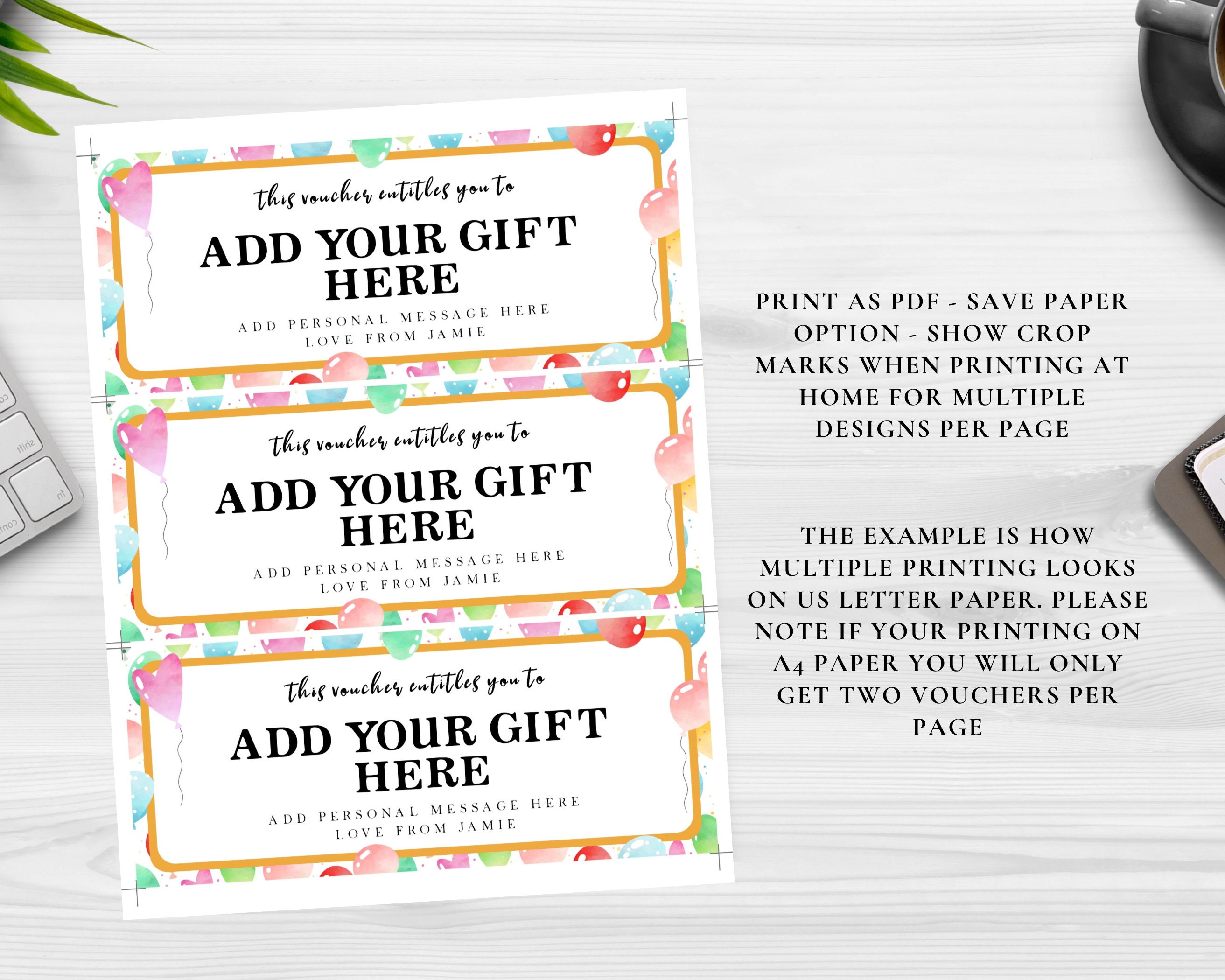 Birthday Gift Voucher, Rainbow Gift Voucher, Christmas Gift Voucher ...
