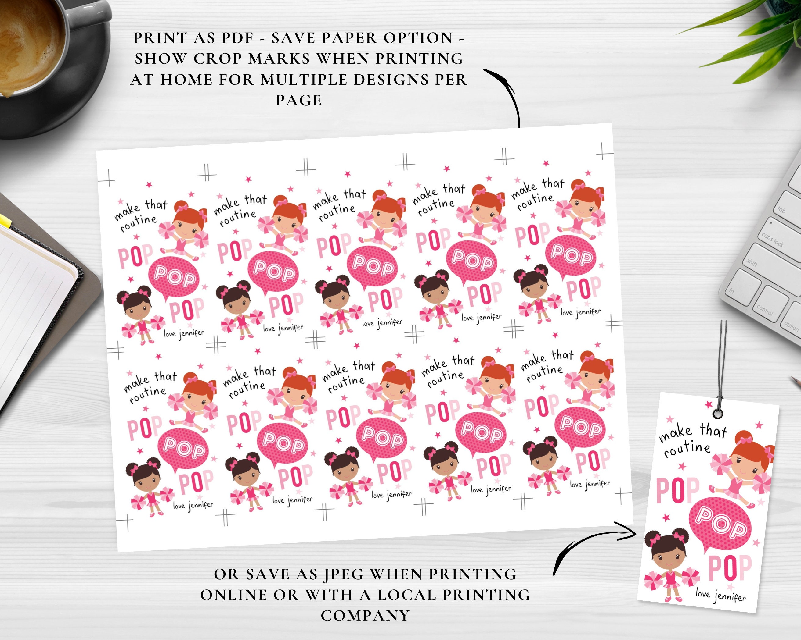 Pom Pom Cheerleader Tag, Cheer Team Printable Tag, Cheerleader Good ...