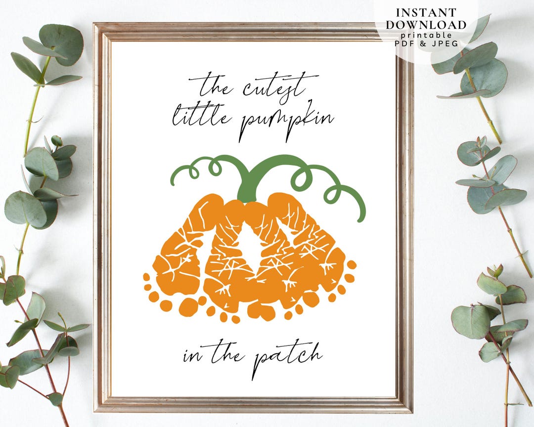 Printable Pumpkin Footprint Sign, Pumpkin Baby Footprint Keepsake, Diy ...