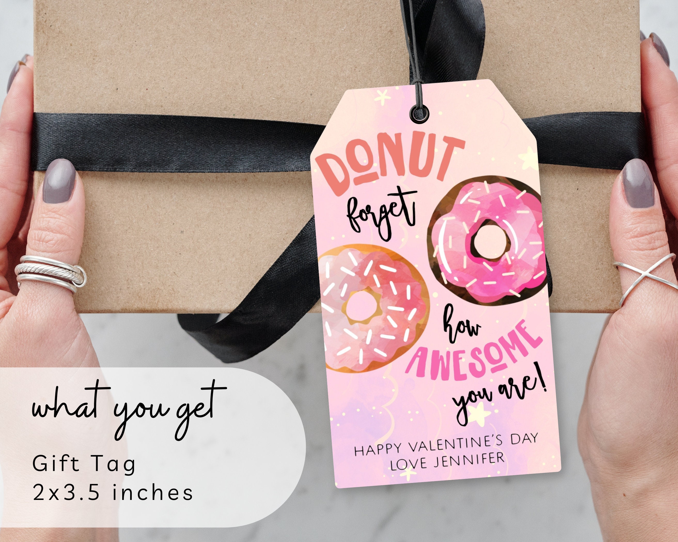 Editable Donut Valentine Tag, Donut Forget How Awesome You Are Tag ...