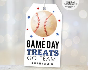 Baseball Favor Tags Baseball Game Day Tags Baseball Snack Tags-baseball ...