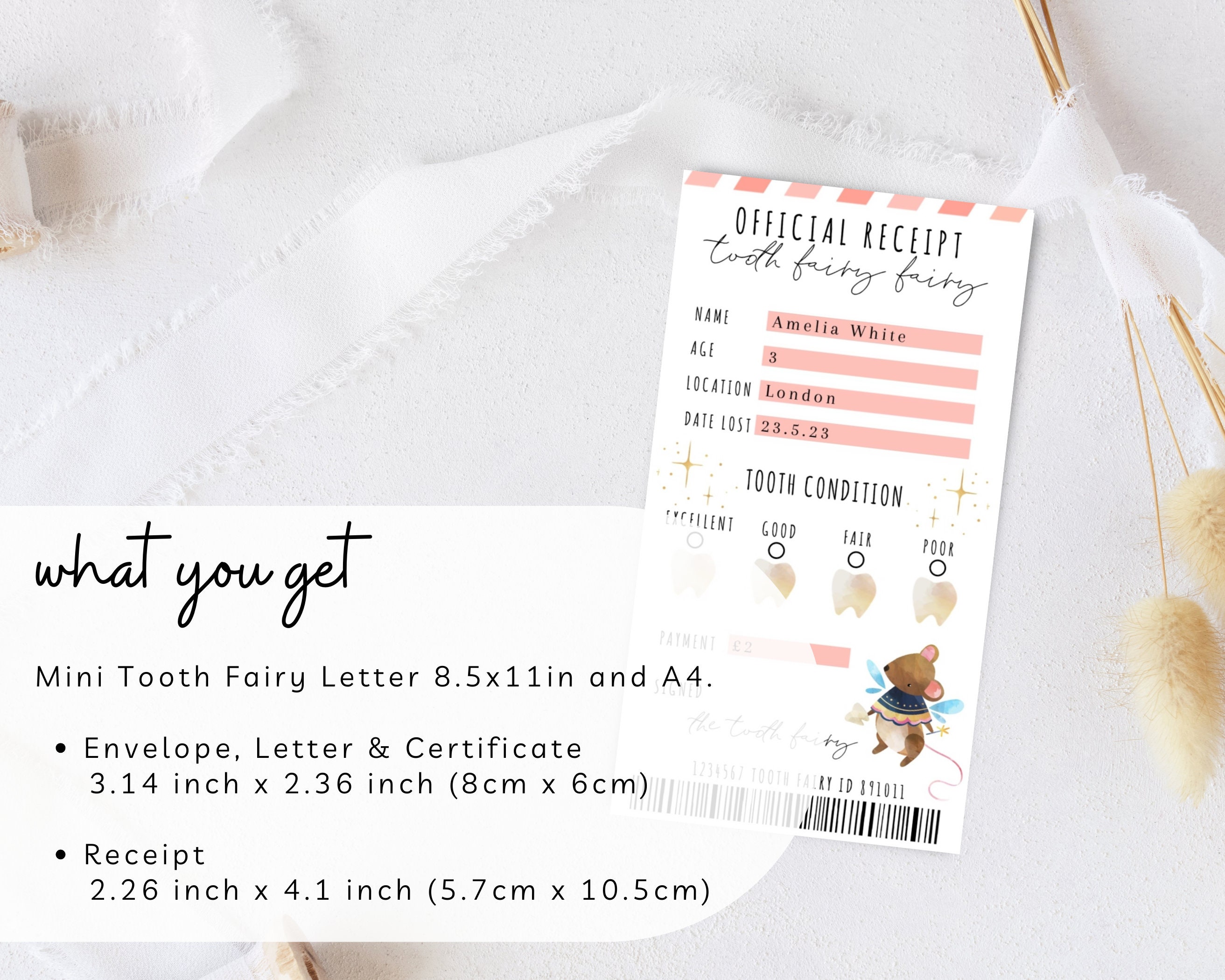 Editable Mini Tooth Fairy Set, Printable Lost Tooth Receipt, Tooth ...