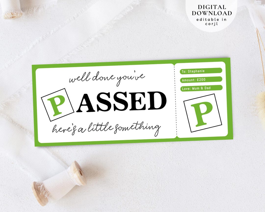 You’ve Passed Driving Gift Certificate, 17th Birthday Driving Licence ...
