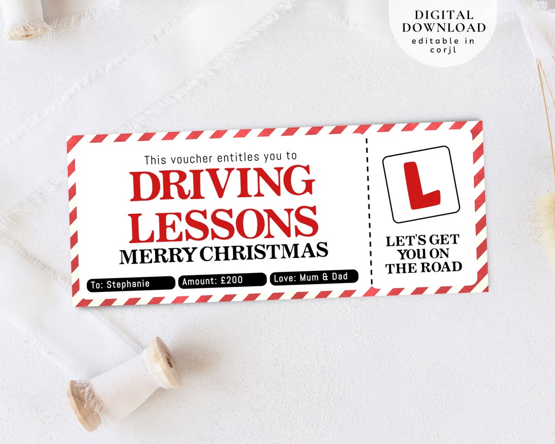 Driving Lessons Gift Certificate, 17th Birthday Driving Lessons Voucher ...