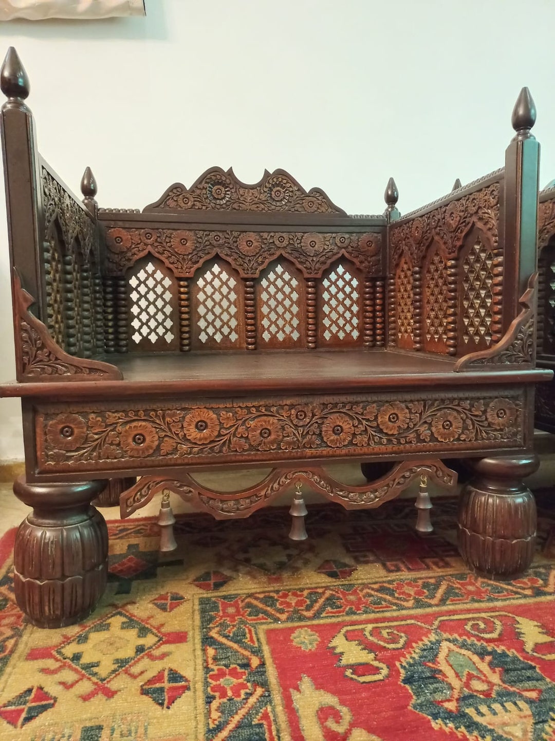 Hand Carved Wooden Day Bed Wooden Carved Armchair With - Etsy
