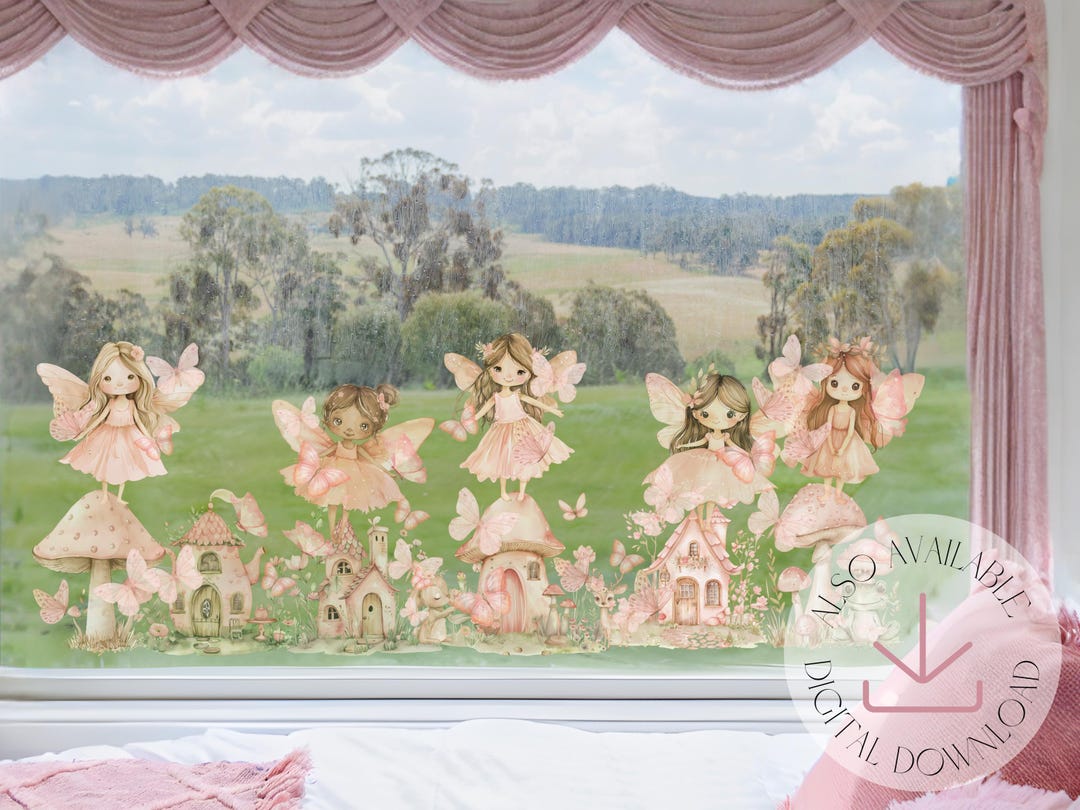 Fairy Window Decals Fairy Window Stickers Watercolor Fairy Room Decor ...
