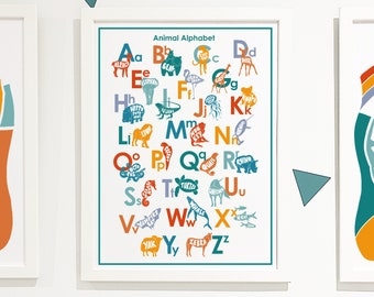 A-Z Nursery A-Z Alphabet Print Wall Art Children's Art Kids Room ...