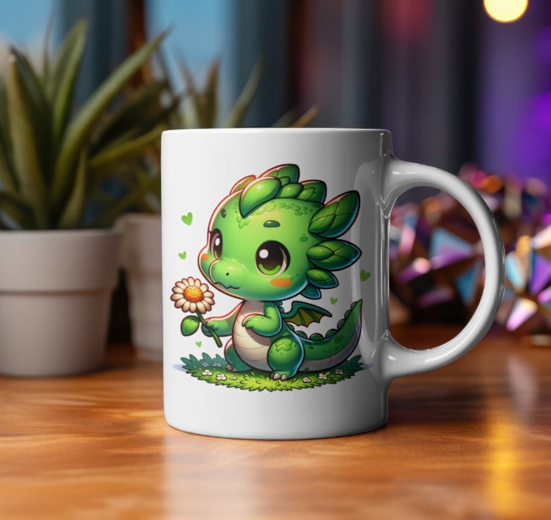 Cute Green Dragon Picking Flower Gaming Dad D&D Dungeons Dragons Funny ...