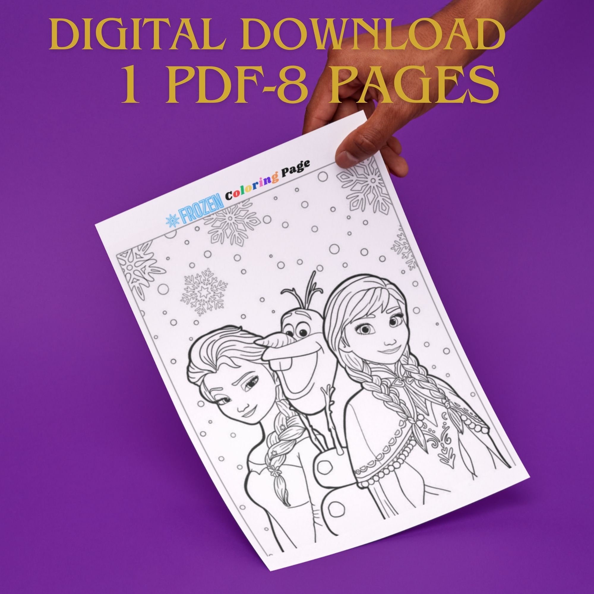 Frozen Themed Children's Coloring Pages - Digital Downloadable PDF - 8 ...