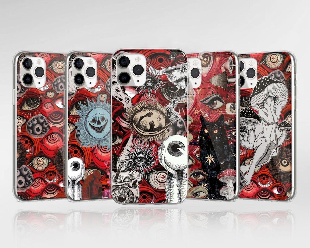 Red Creepy Eyeball Phone Case, Horror Grunge Cover Fit for iPhone 17 ...