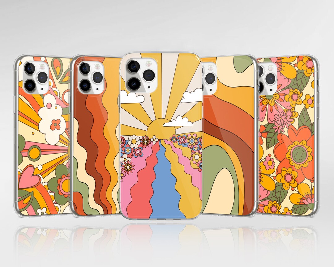 Retro Groovy Phone Case Aesthetic Hippie Cover Fit for iPhone 17 Pro ...