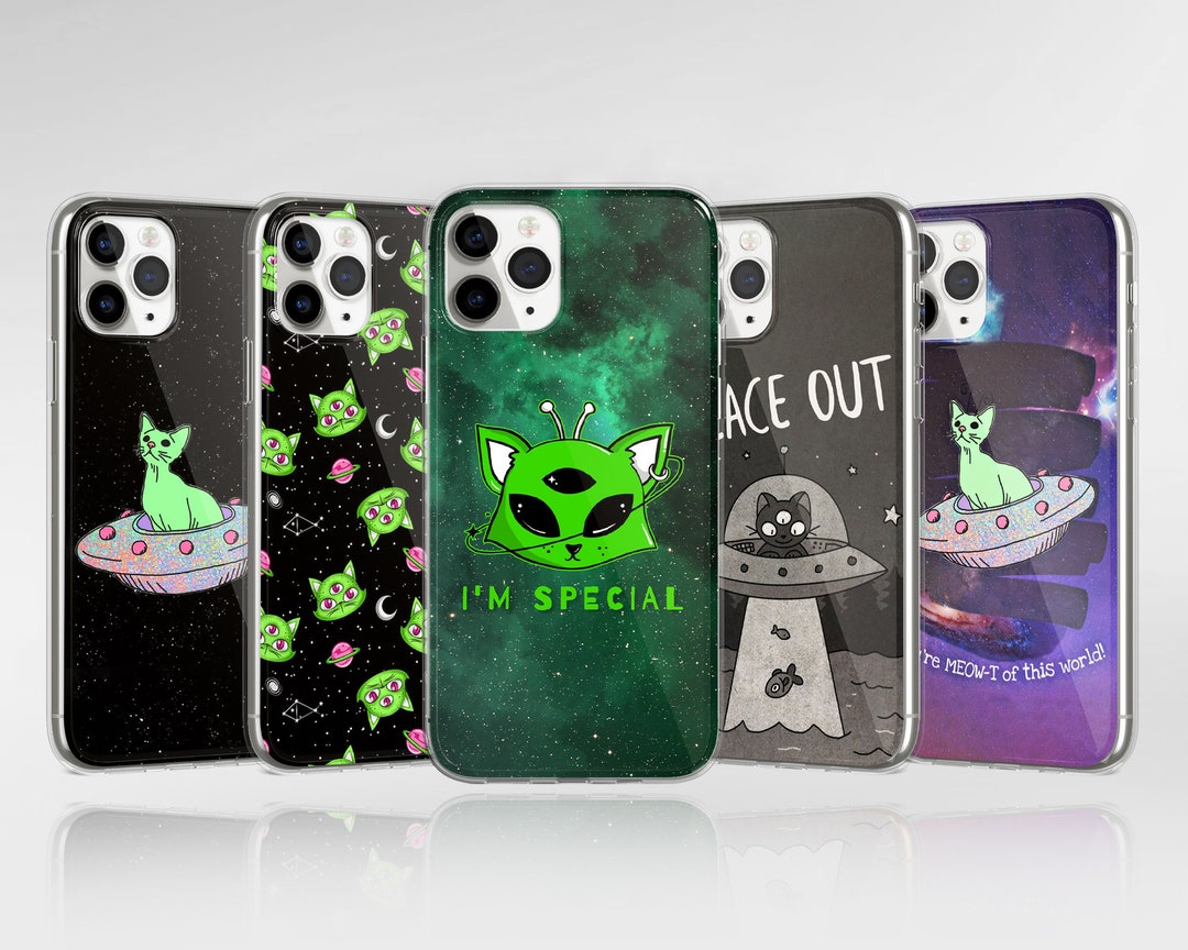 Space Alien Cat Phone Case UFO Cover Fit for iPhone 17 Pro Max, 16e, 15 ...