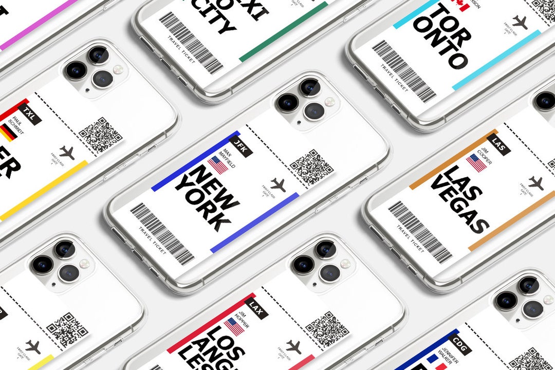 Personalized Plane Ticket Phone Case Boarding Pass Cover Fit for iPhone ...