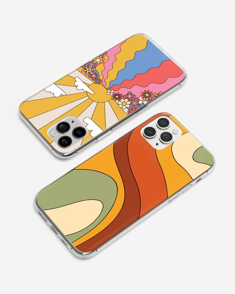 Retro Groovy Phone Case Aesthetic Hippie Cover Fit for iPhone 17 Pro ...