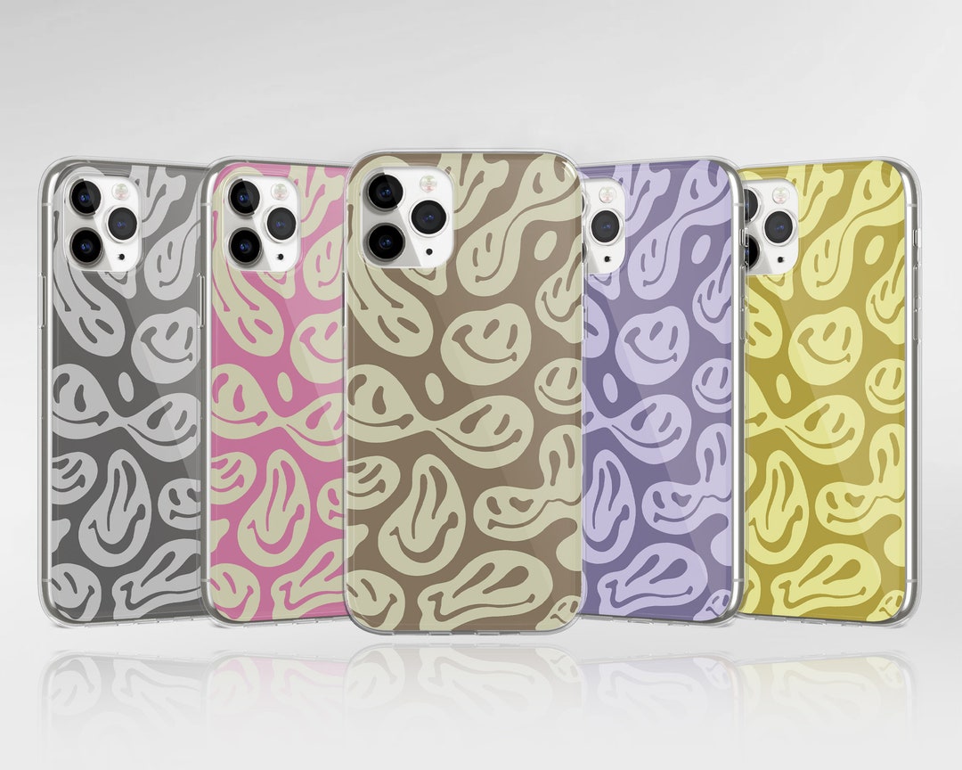 Trippy Smiley Face Phone Case Cover Fit for iPhone 16 Pro Max 15 14 13 12 11 XS Plus Samsung S25 ...