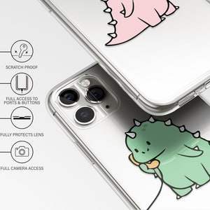 Cute Cartoon Dinosaur Matching Phone Case Couple Cover Fit for iPhone ...
