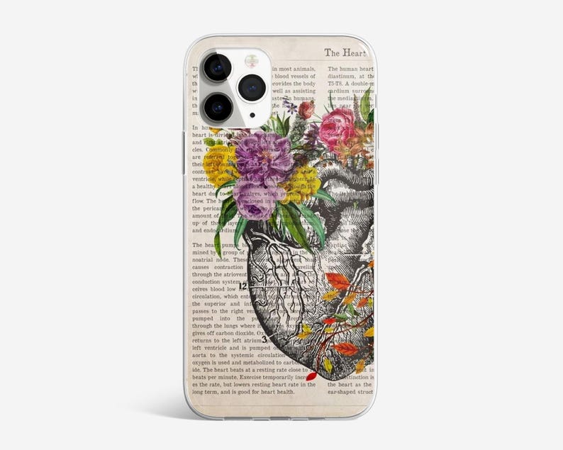 Cute Floral Body Anatomy Phone Case Skeleton Parts Cover Fit for iPhone ...