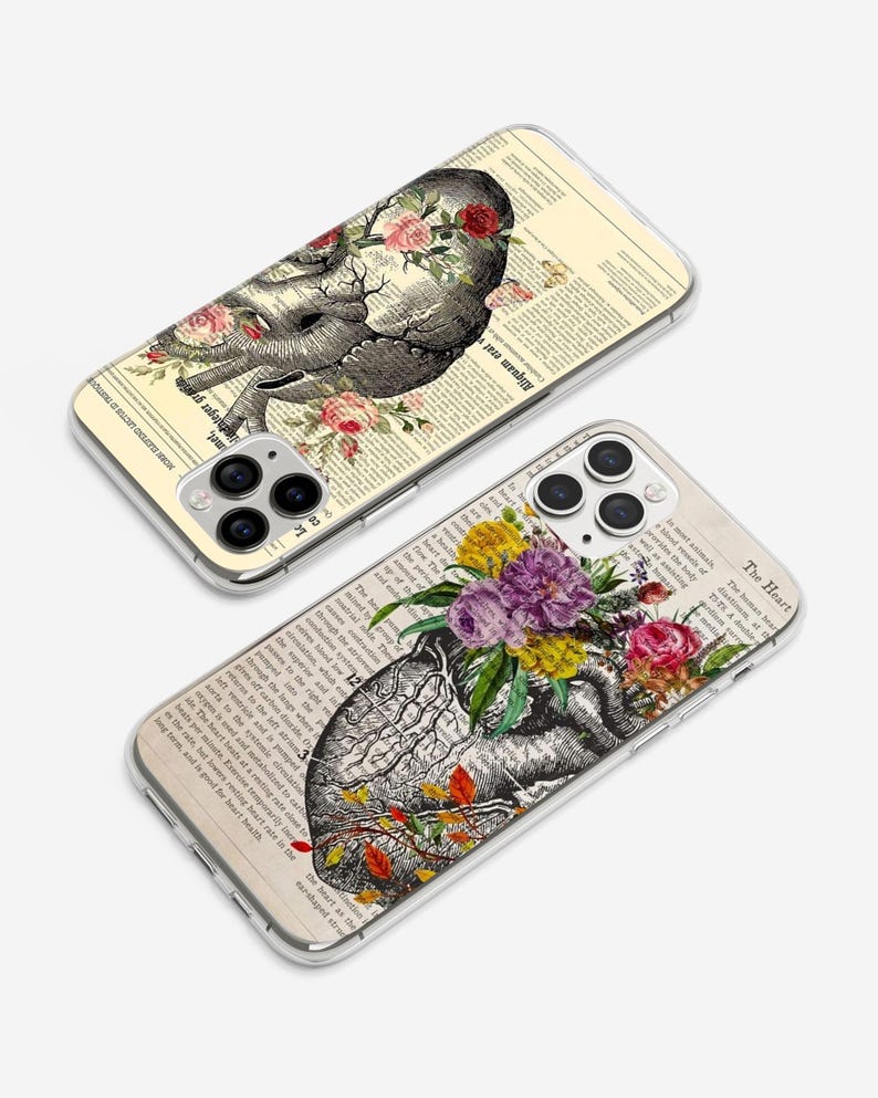 Cute Floral Body Anatomy Phone Case Skeleton Parts Cover Fit for iPhone ...