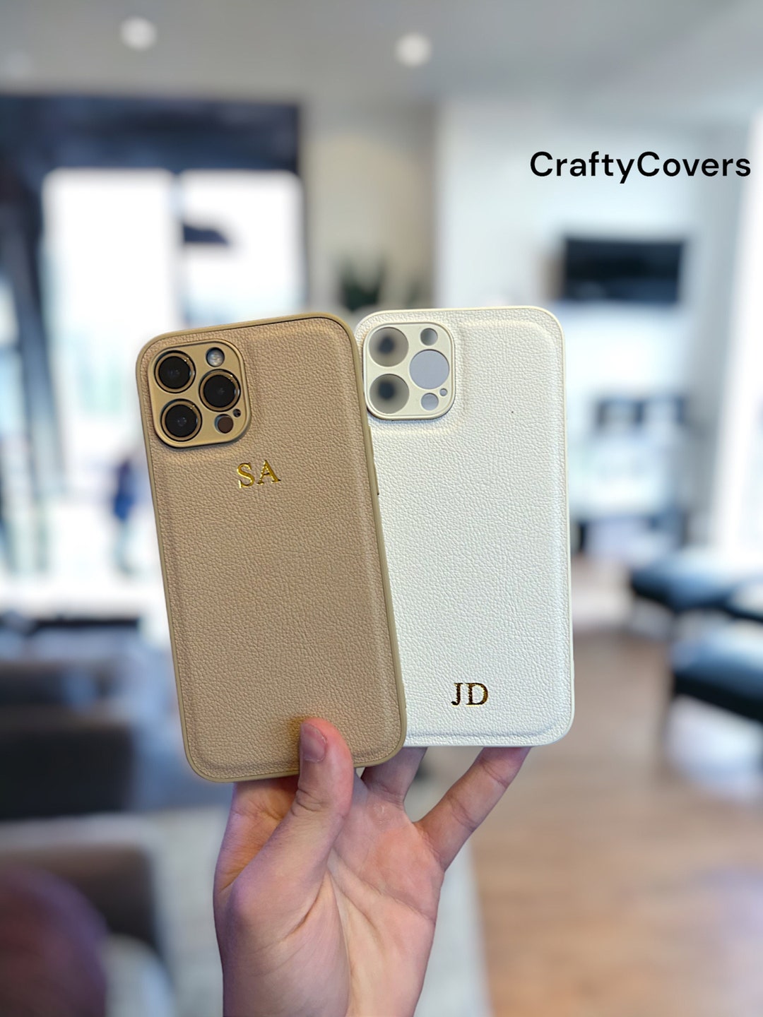 Custom Embossed Phone Case Personalized Leather Case for iPhone 15, 14 ...