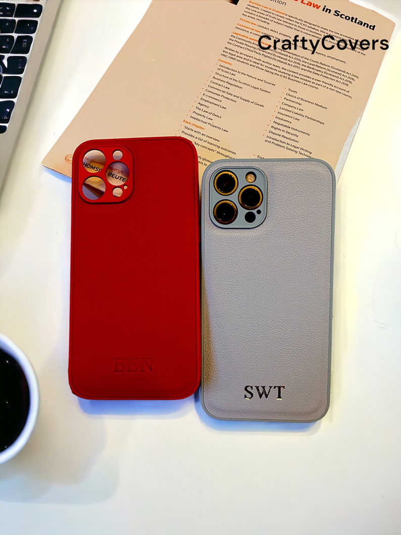 Custom Embossed Phone Case Personalized Leather Case for iPhone 15, 14 ...