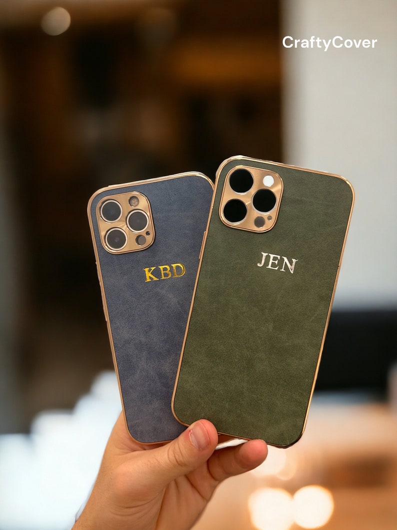 Custom Name Embossed Phone Case Personalised Leather Case for iPhone 15 ...