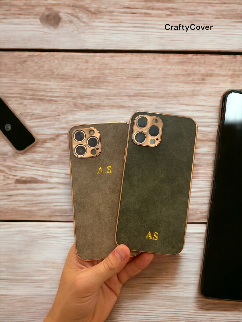 Custom Name Embossed Phone Case Personalised Leather Case for iPhone 15 ...