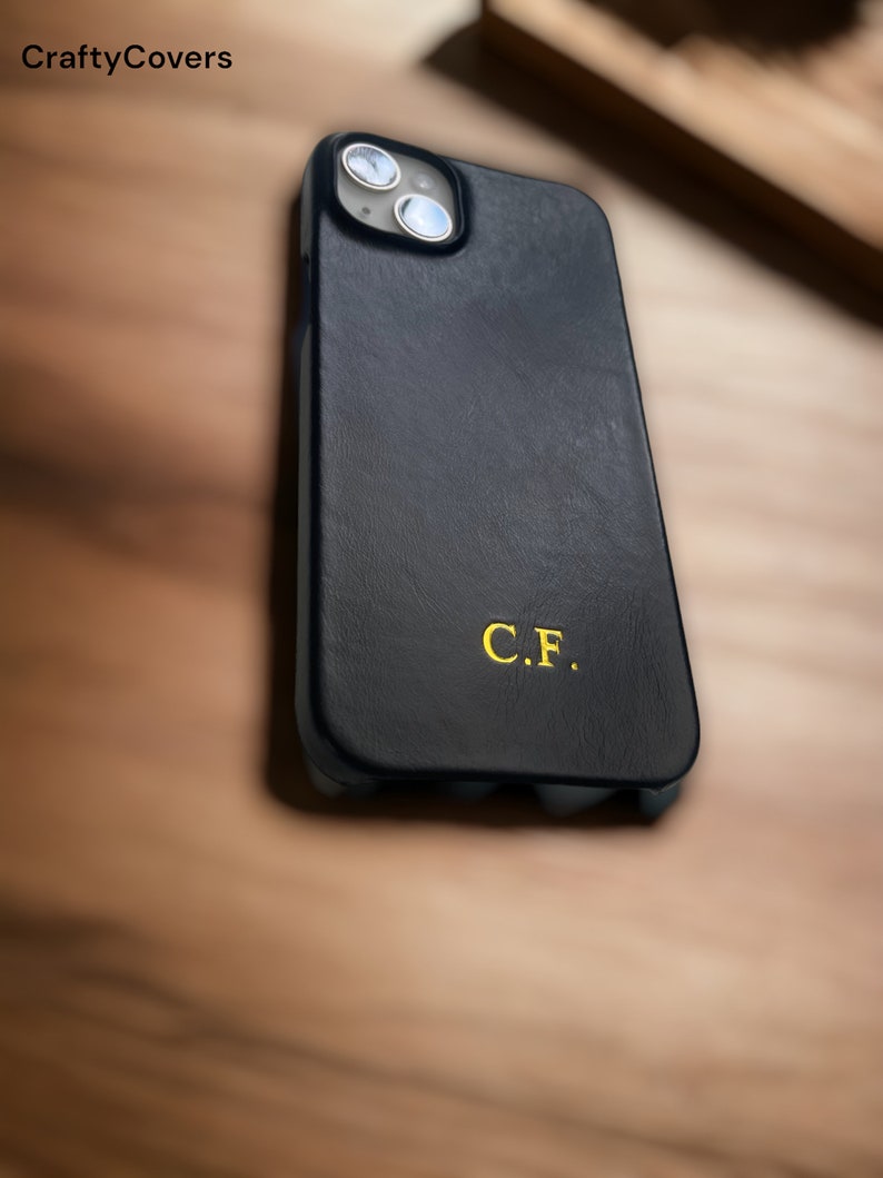 Leather Embossed Phone Case Personalised Leather Name Initials Case for ...