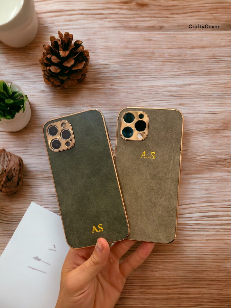 Custom Name Embossed Phone Case Personalised Leather Case for iPhone 15 ...