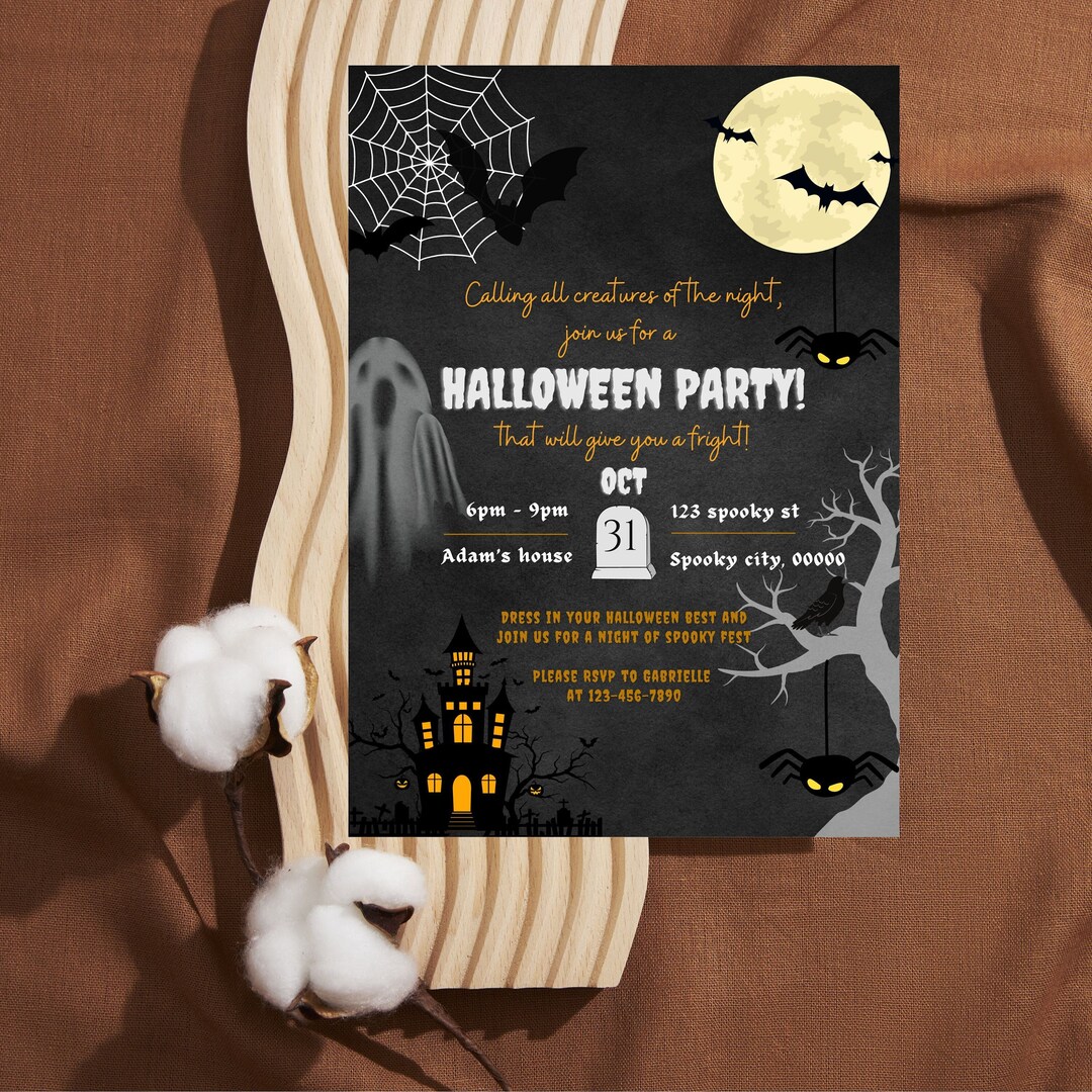 Digital Halloween Party Invitation, Halloween Bash, Halloween Party ...