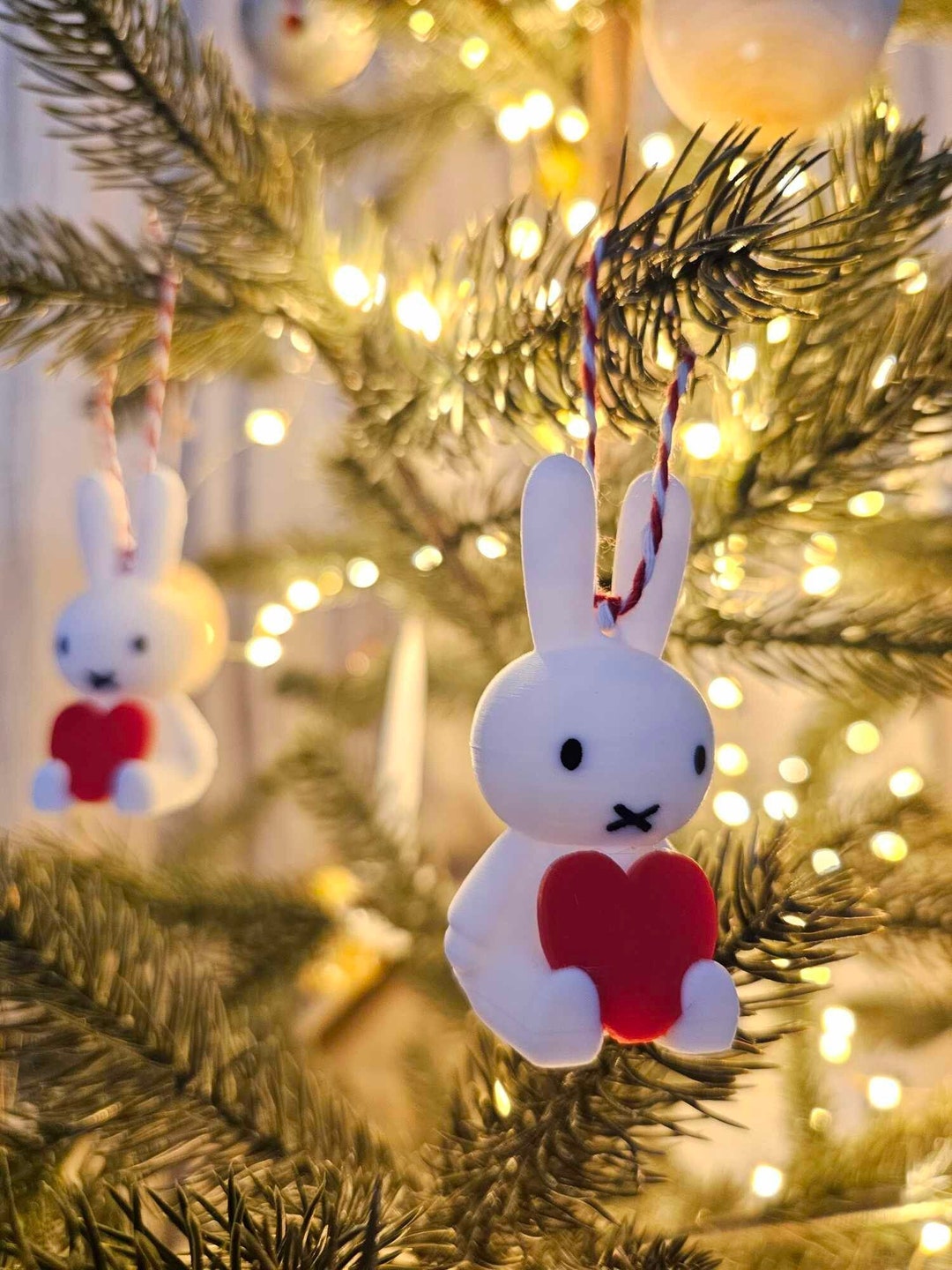 Miffy Rabbit With Heart Christmas Tree Hanging Ornament - Etsy
