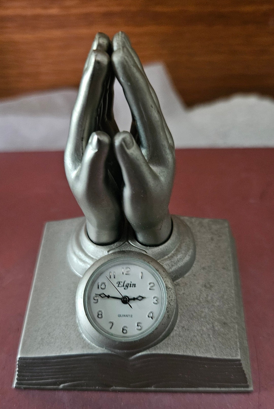 Vintage Elgin Praying Hands Mini Clock. New and Sealed Silver/pewter - Etsy