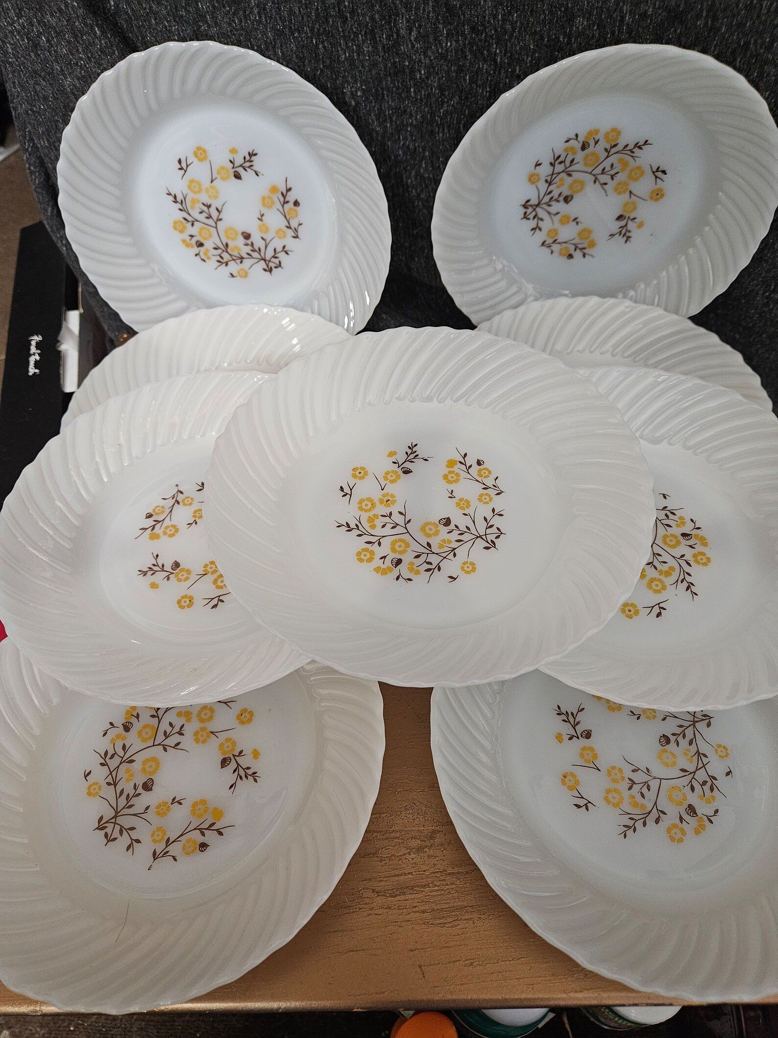 Set of 9 Vintage Termocrisa Milk Glass Dinner Bowls With Floral Harvest ...