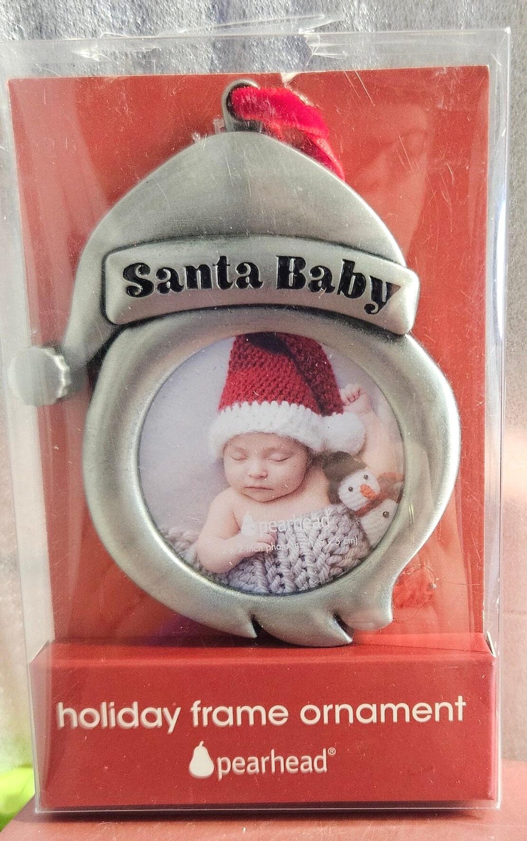 Pearhead Holiday Santa Baby Frame Silver Ornament Keepsake First ...