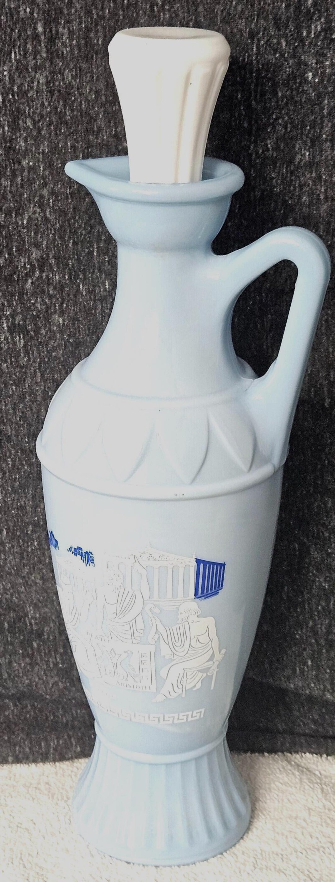Mid-century Jim Beam Grecian Urn Blue Milk Glass Decanter, Greek ...