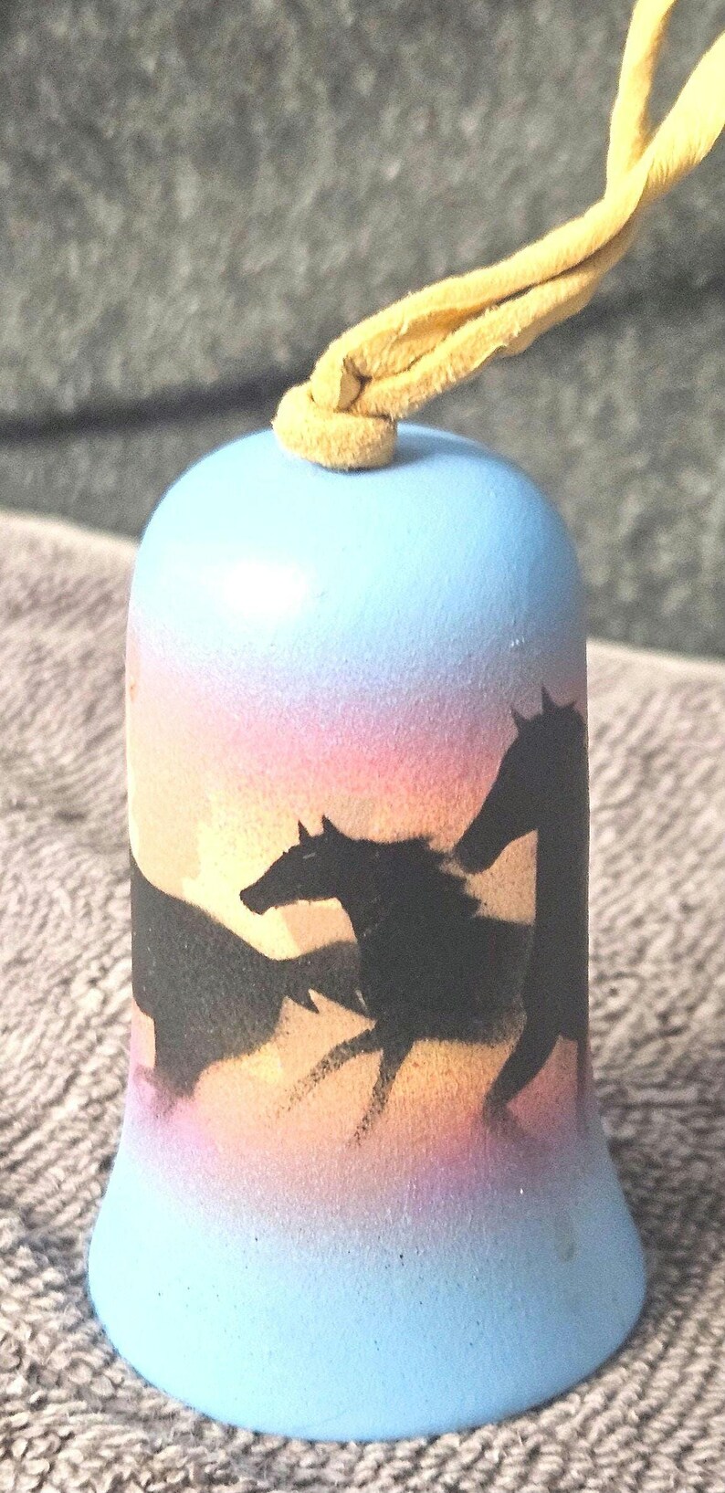 Vintage Hozoni Pottery Wild Horses Bell Signed by Artist Marybelle Dine ...