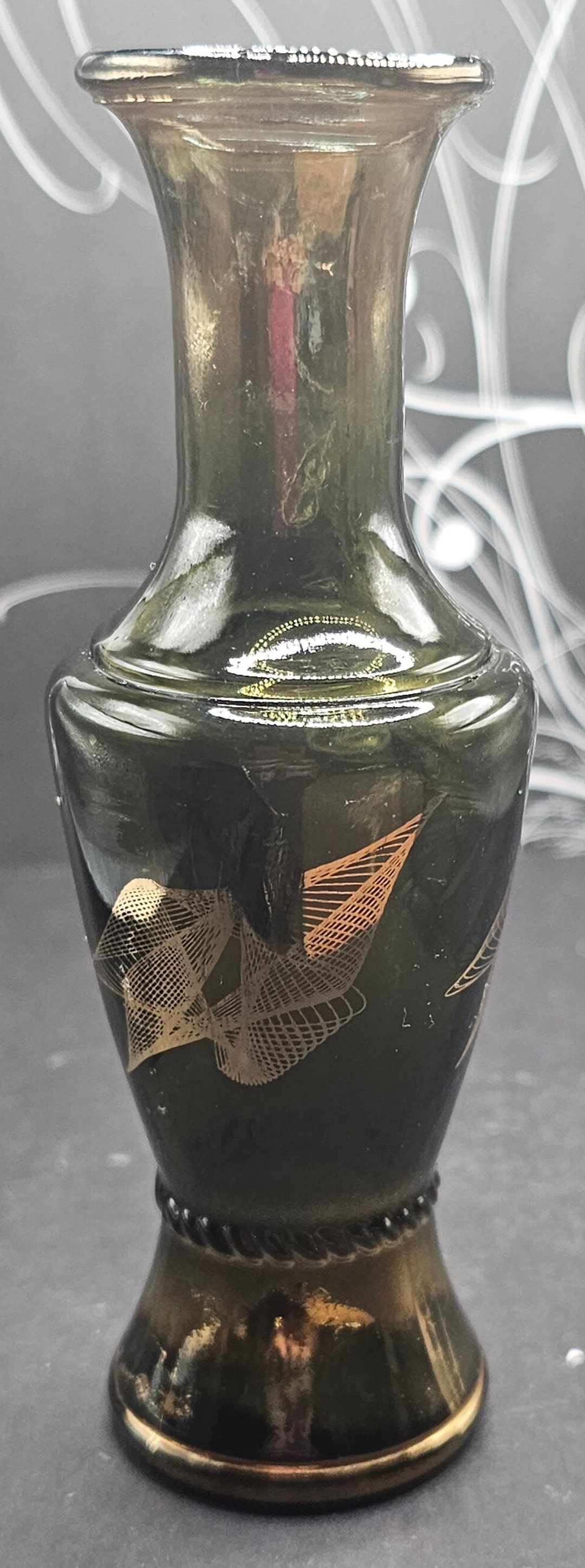 Midcentury Modern Green Smoked Glass Bud Vase Wheatonware MCM Atomic ...