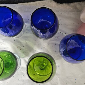 Vintage Sasaki Crystal Stemware in Cobalt Blue and Green . Set of 6 - Etsy