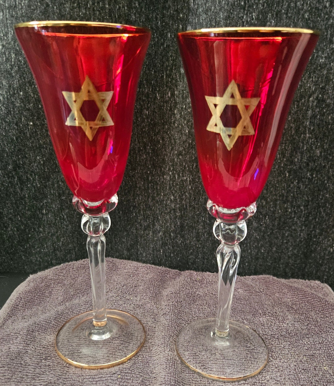 Vintage Set of 2 Ruby Red Russian Wine Goblets D4/23 - Etsy