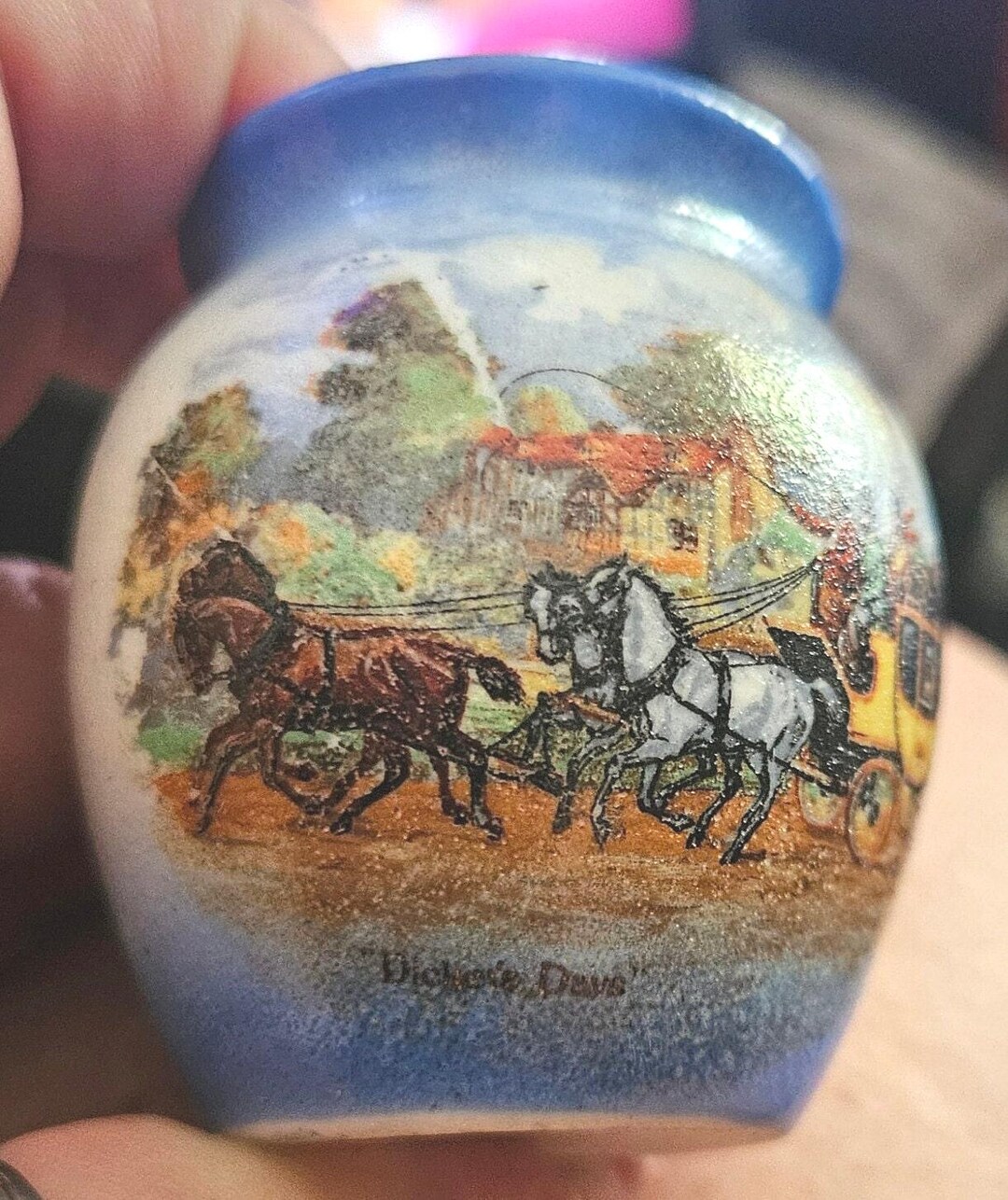 Vintage Mini Vase With Beautiful Hand Painted Design Made in England D4 ...