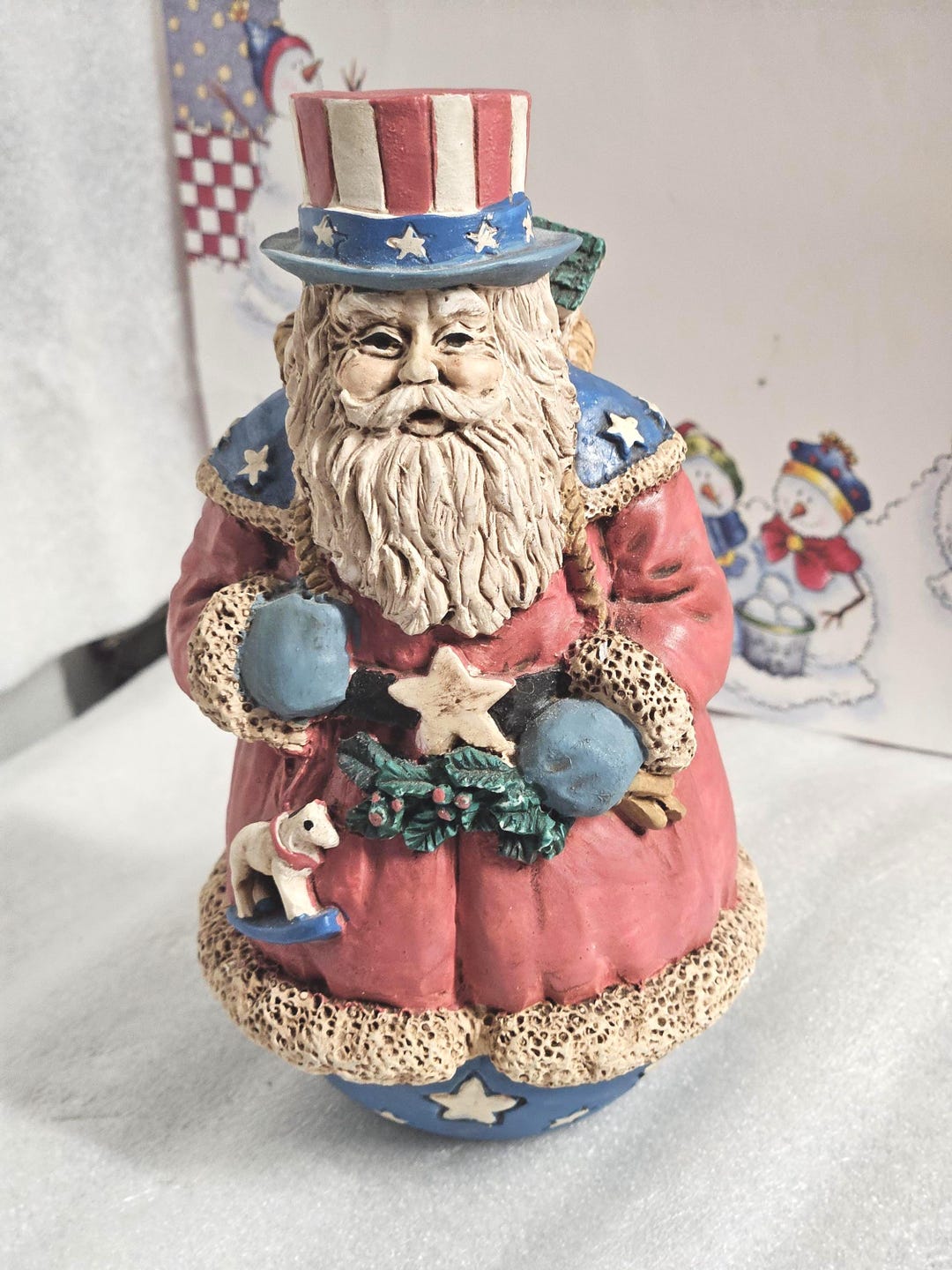 Midwest Primitive Uncle Sam Santa Claus Resin Figurine - American Folk ...