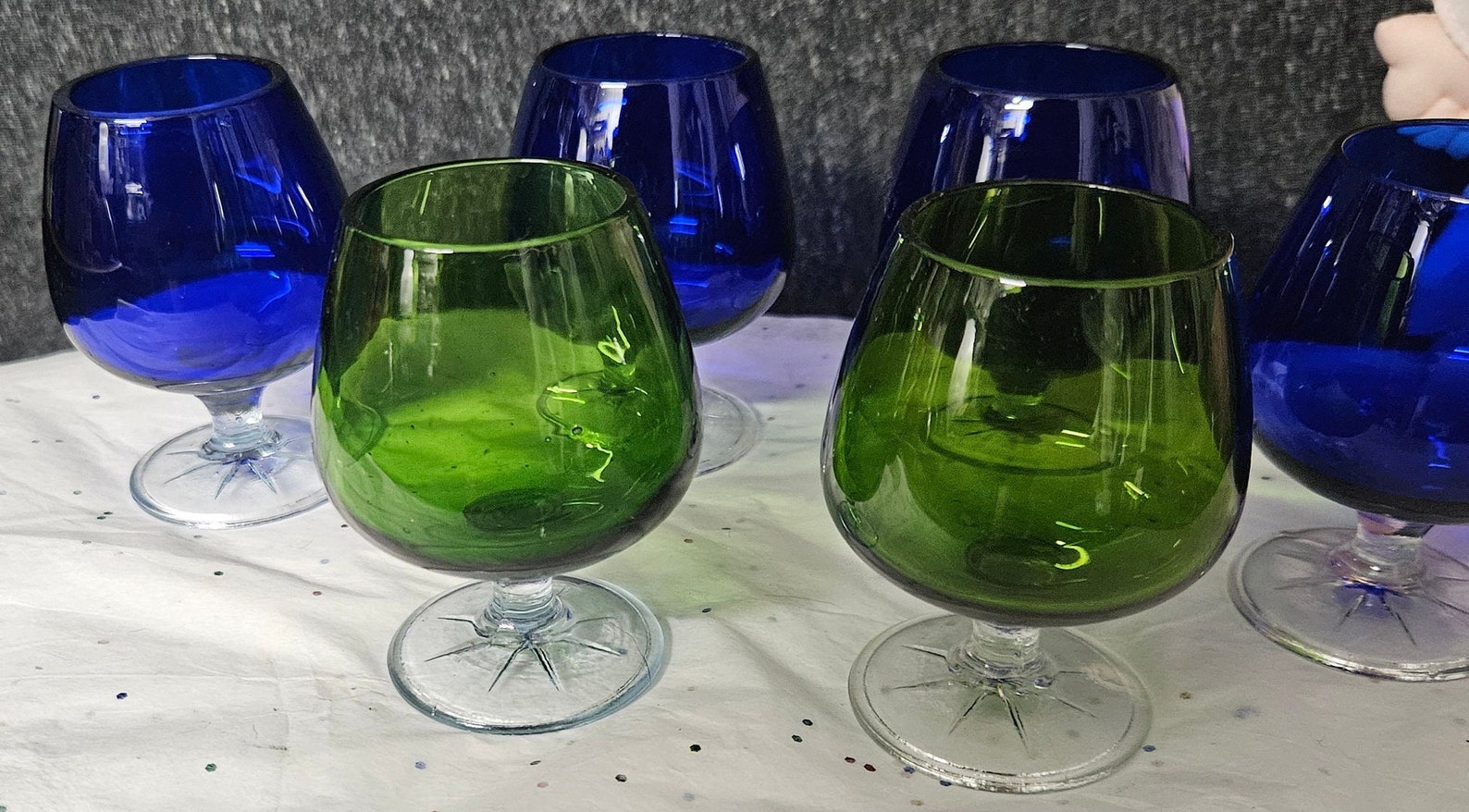 Vintage Sasaki Crystal Stemware in Cobalt Blue and Green . Set of 6 - Etsy