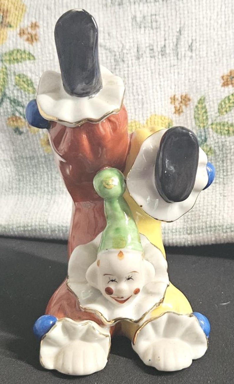 Vintage Porcelain Figurine of a Tumbling Upside-down Clown With Gold ...