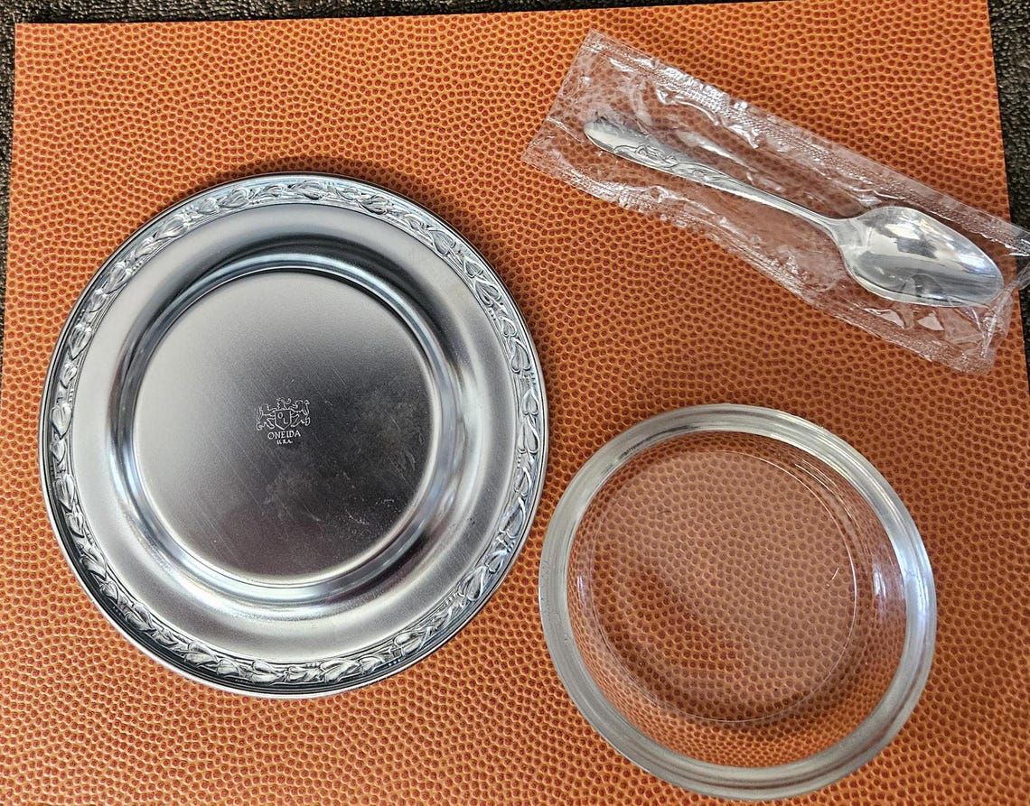 Vintage Oneida Silver Plate Caviar /condiment Dish With Glass Insert ...