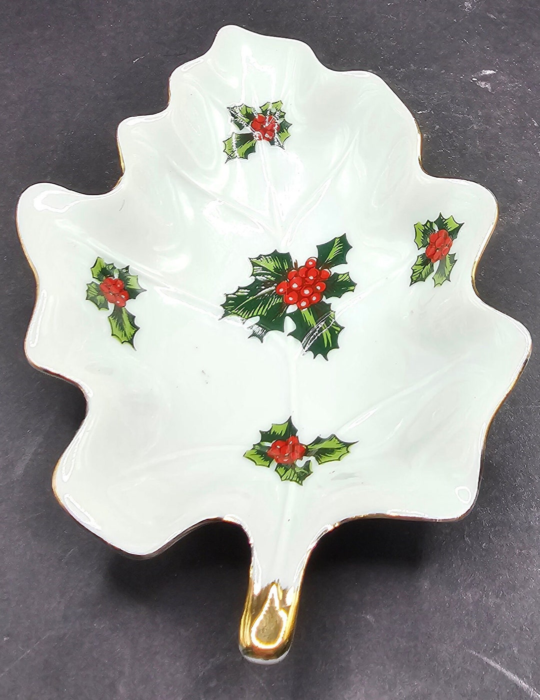 Vintage Lefton Holly Berry Leaf Dish Christmas #2451 F3/28 - Etsy