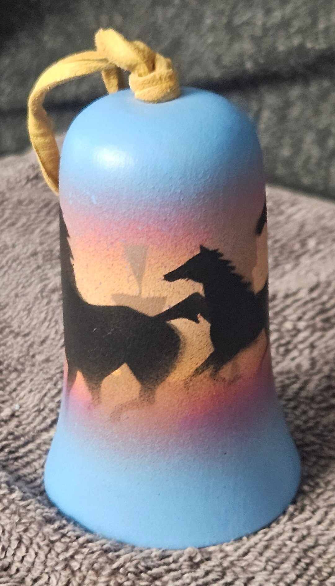 Vintage Hozoni Pottery Wild Horses Bell Signed by Artist Marybelle Dine ...