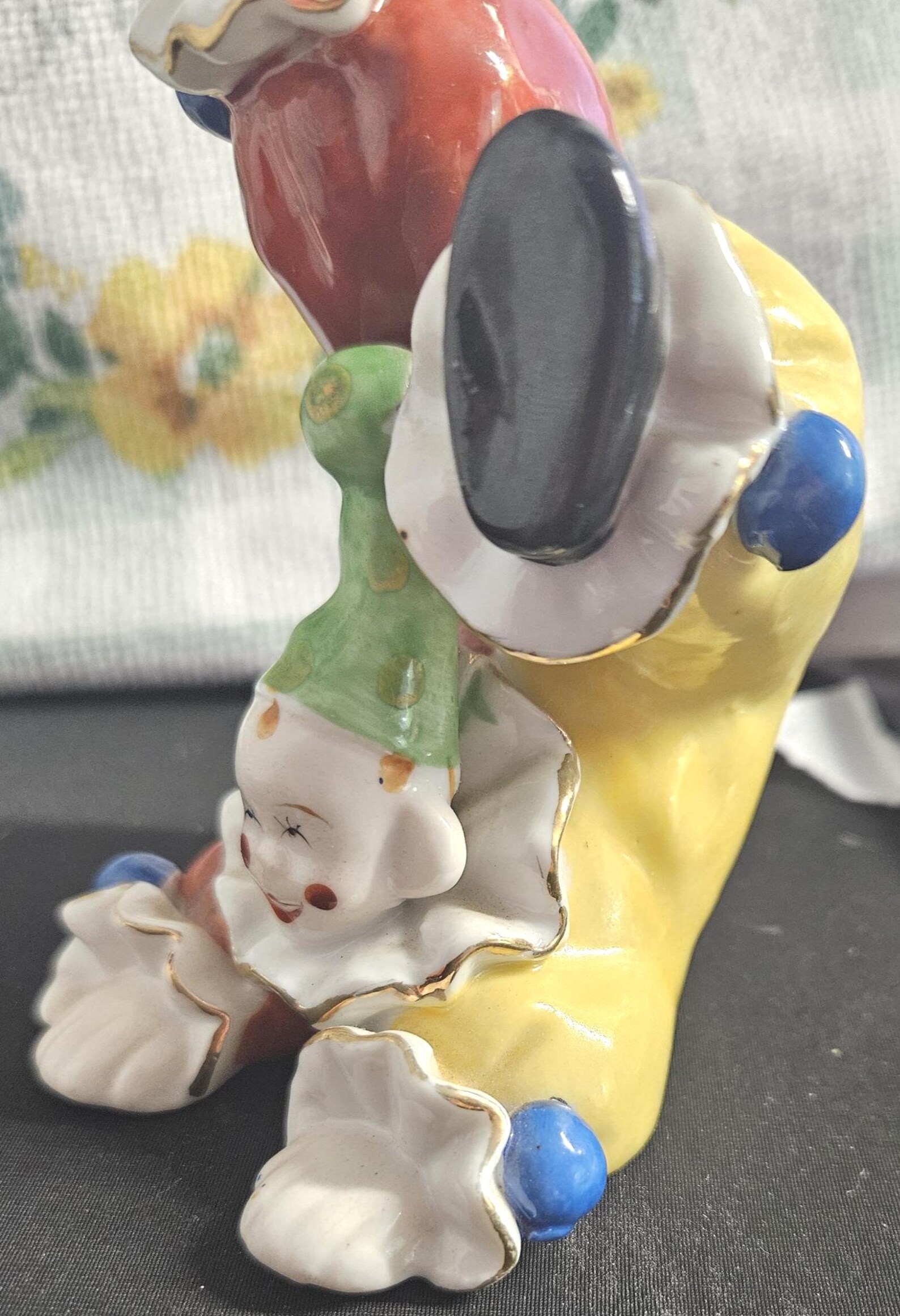 Vintage Porcelain Figurine of a Tumbling Upside-down Clown With Gold ...
